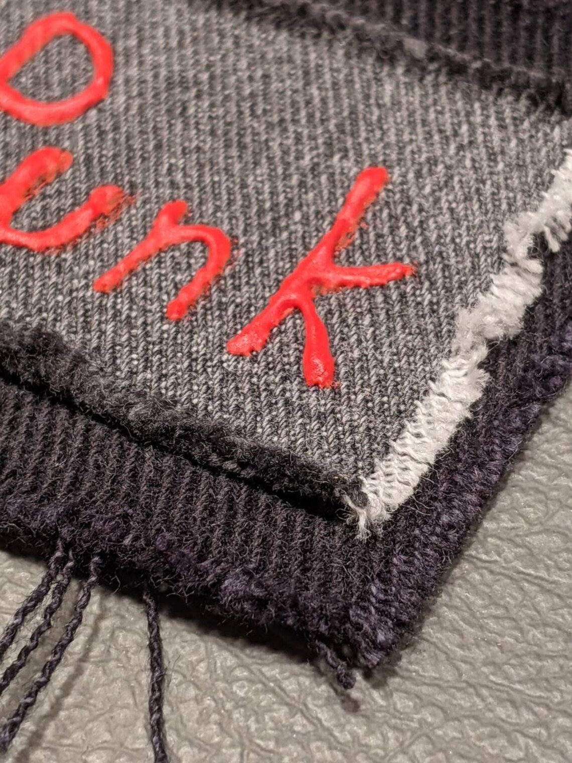 PUNK Handmade Painted Frayed Black Denim Patch - Etsy