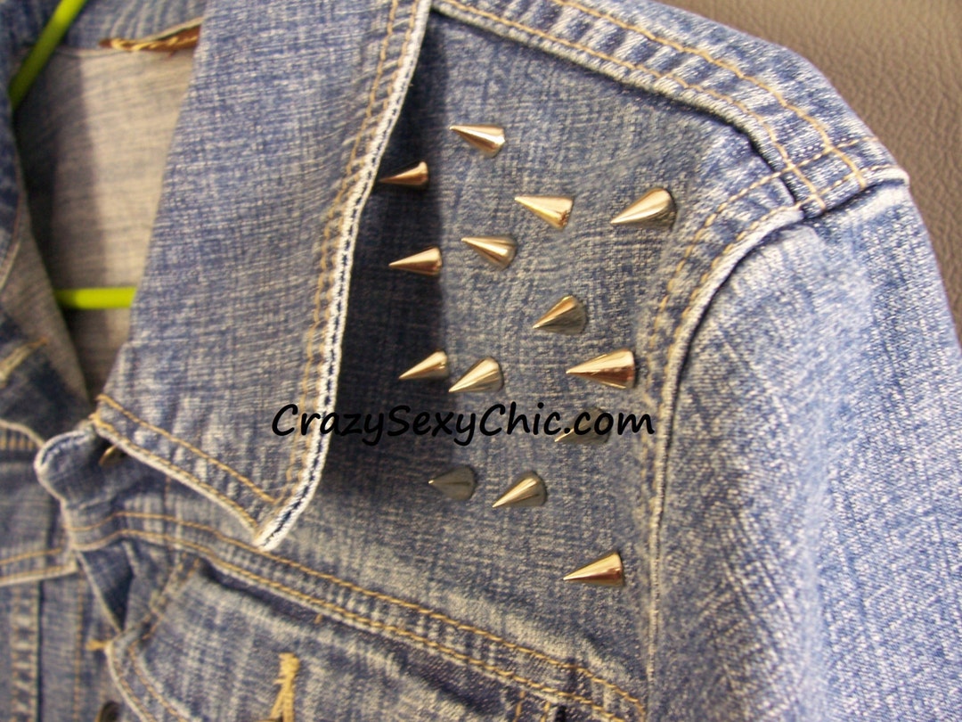 Hand-spiked Studded & Patched Denim Boyfriend Jacket Size Medium - Etsy