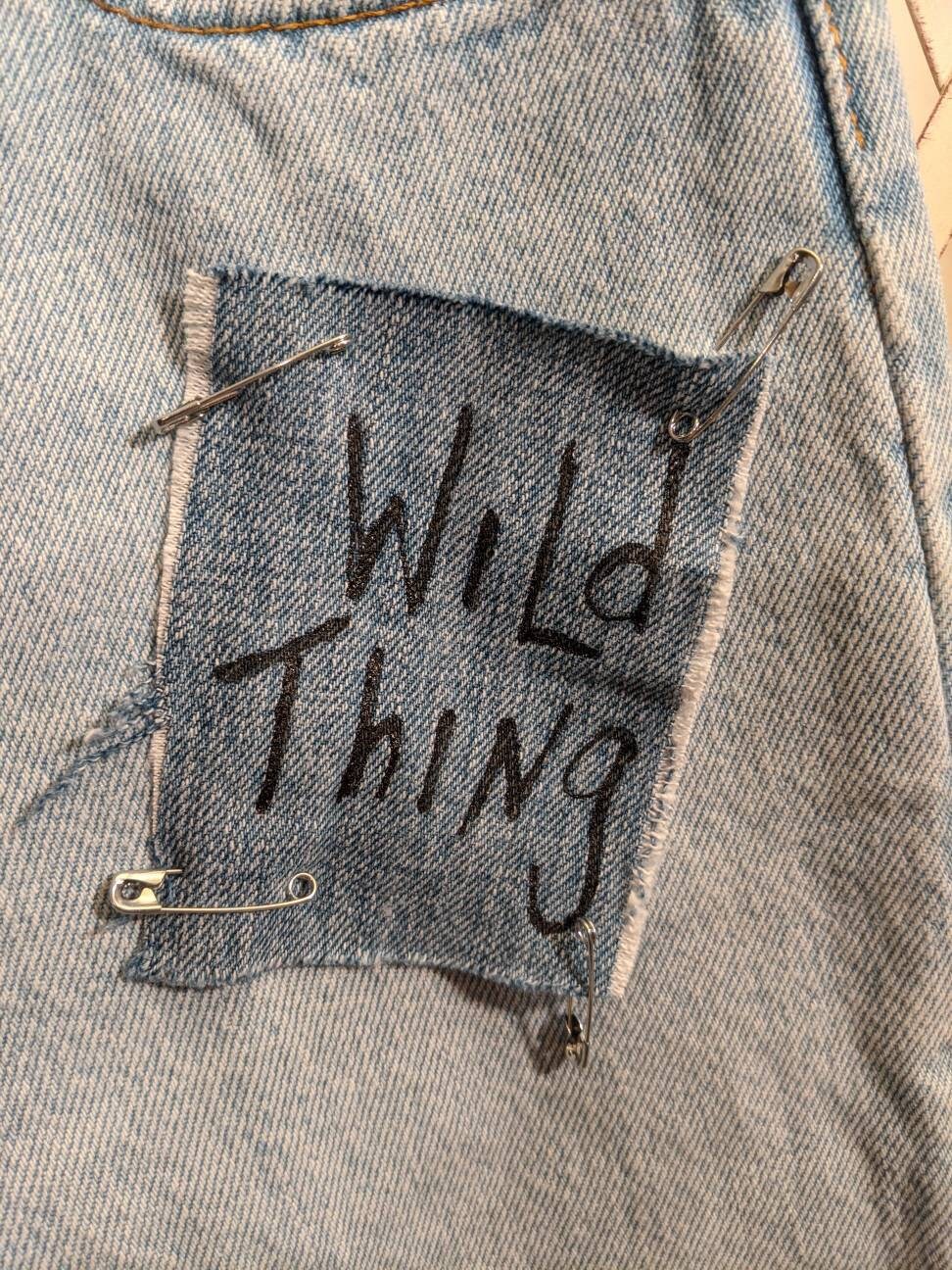 Hand Made Painted Denim Patch With Safety Pins - Etsy
