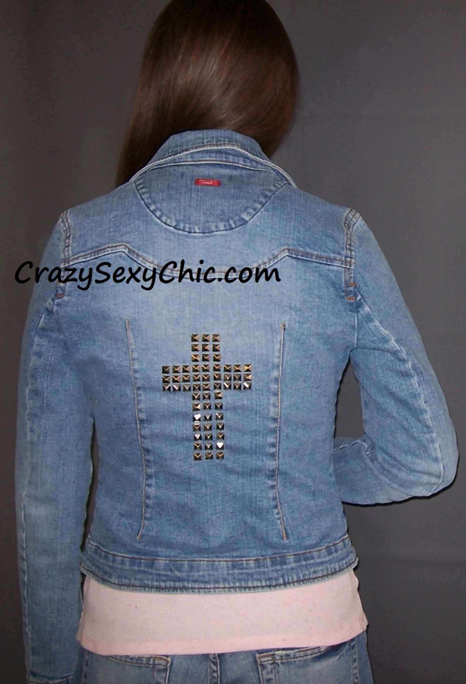 Hand-studded CROSS Denim Fitted Jacket Size Medium - Etsy