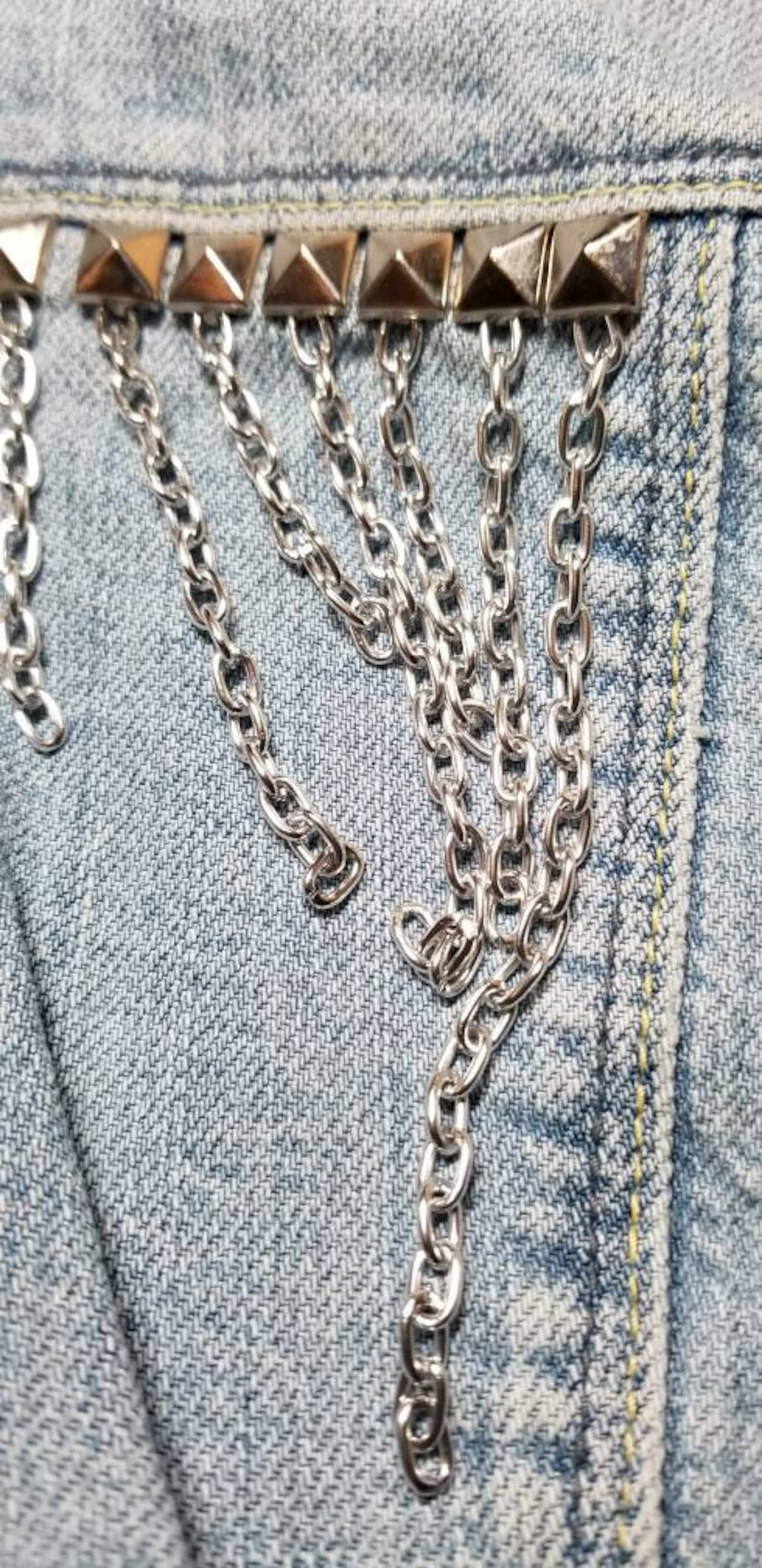 Hand-studded Aluminum Chain Fringe Denim Jacket Size XS - Etsy
