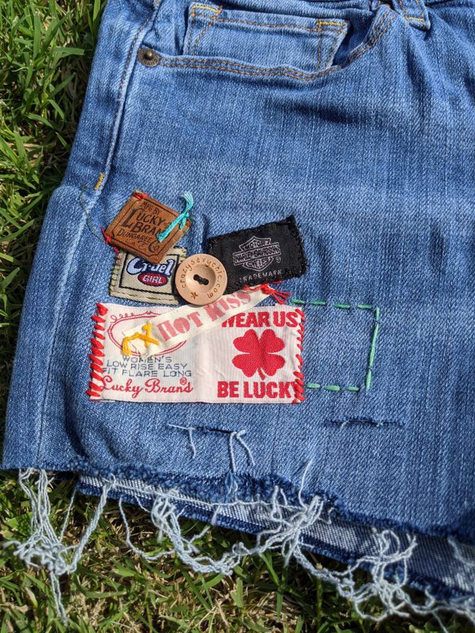 Hand-painted & Patched Shorts Size 4 / 27 - Etsy