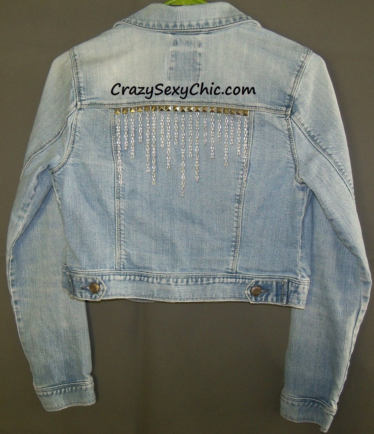 Hand-studded Aluminum Chain Fringe Denim Jacket Size XS - Etsy