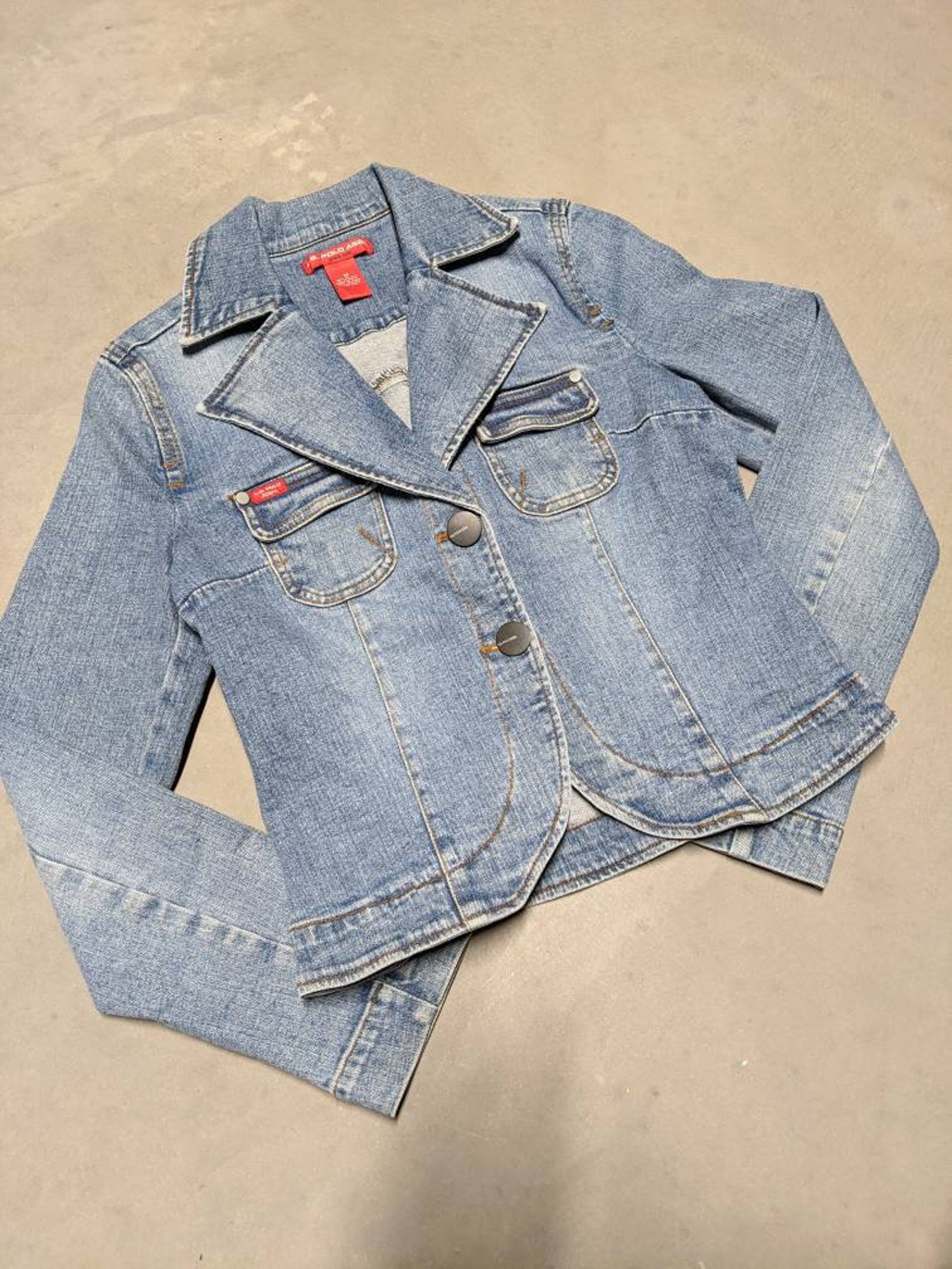 Hand-studded CROSS Denim Fitted Jacket Size Medium | Etsy