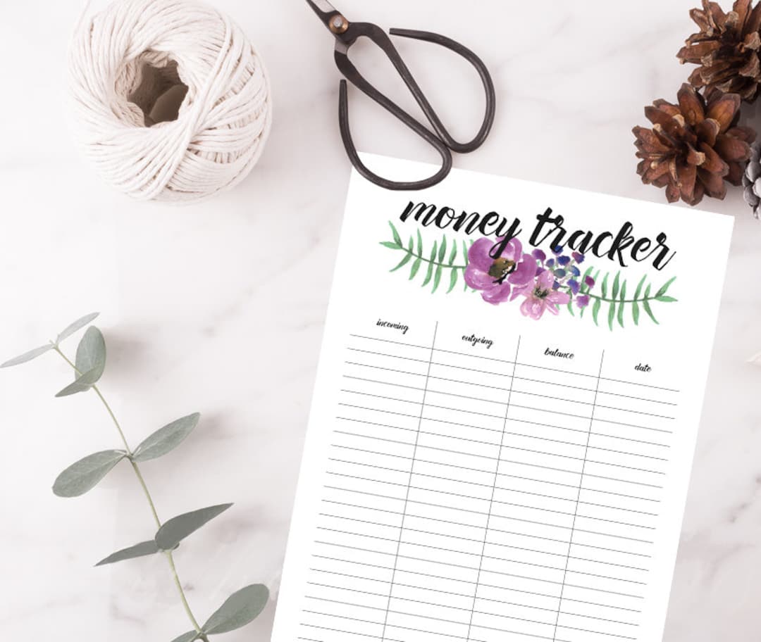 Digital Money Tracker Printable in Purple Floral Pattern, Perfect as a ...