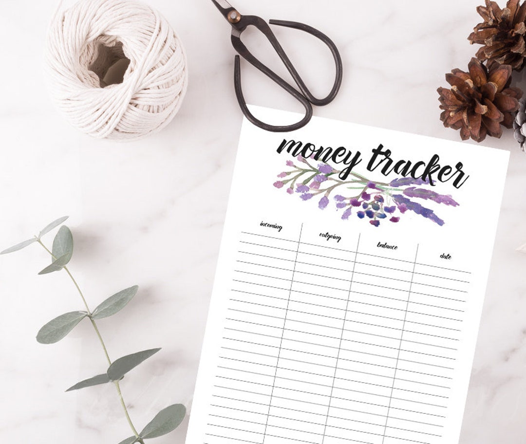 Money Tracker Printable in Lavender Floral Pattern, Perfect as a ...