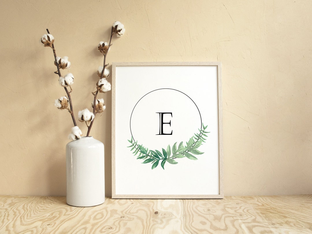Digital Letter E Print in Botanical Greenery Hoop the Perfect Floral ...