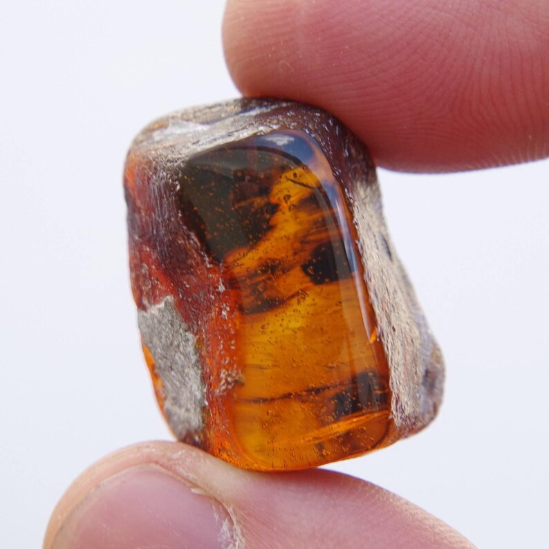 Red Green Mexican Amber Stone Good Clarity W Some Bubbles Inside 6.3g ...