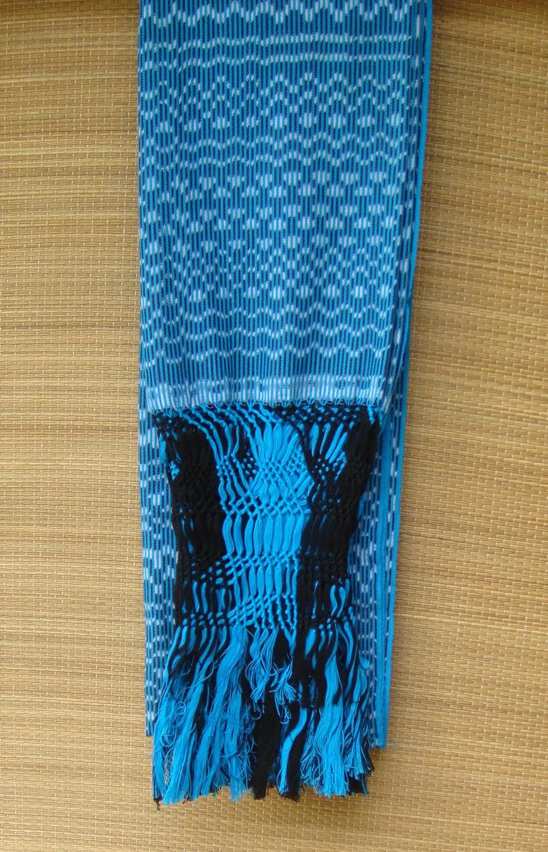 Mexican Rebozo Shawl With Black Fringes Embroidered With Pure Cotton ...