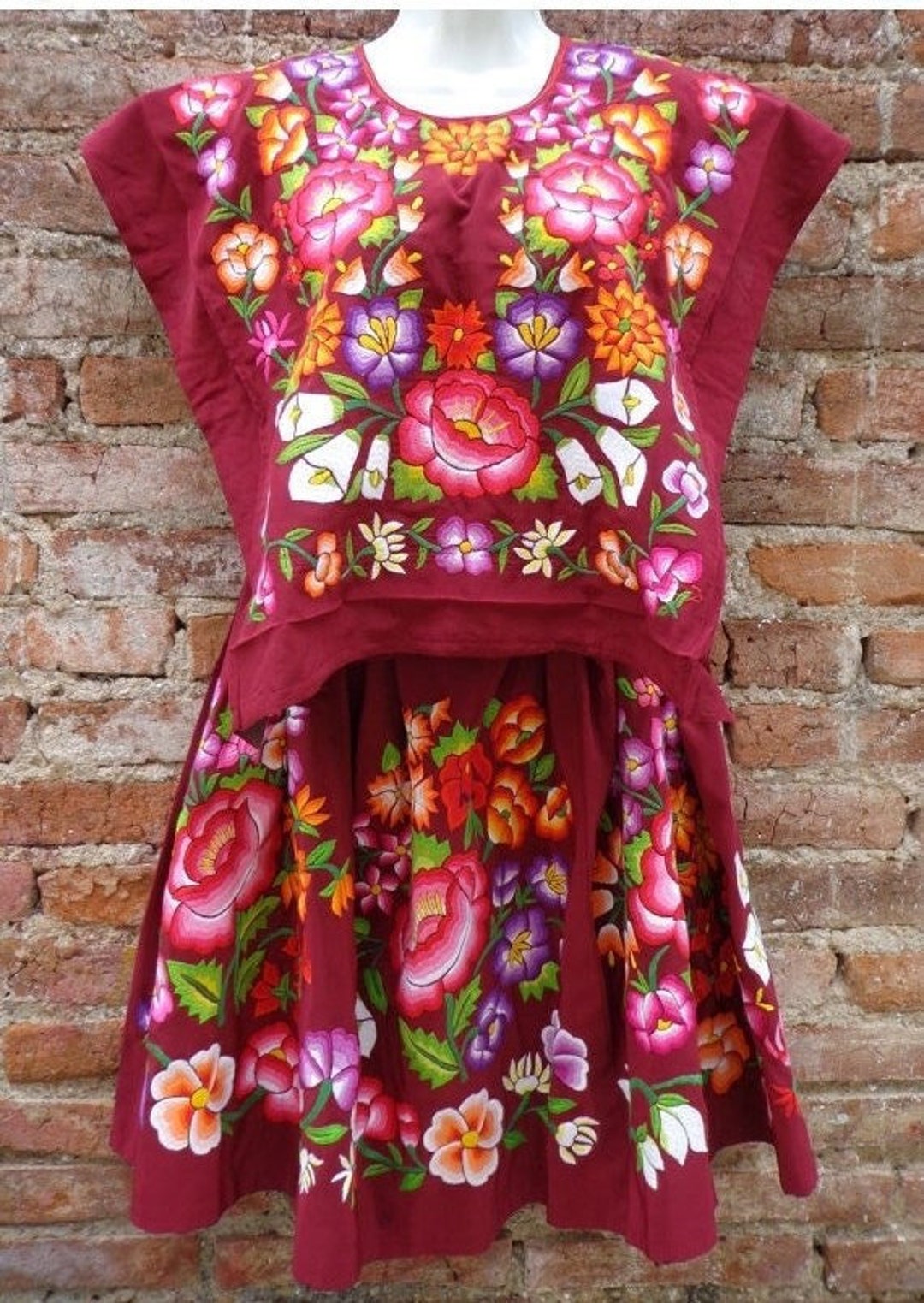 Tehuana Huipil Vestido Tehuana Bordado de Oaxaca Vintage Mexicano ...