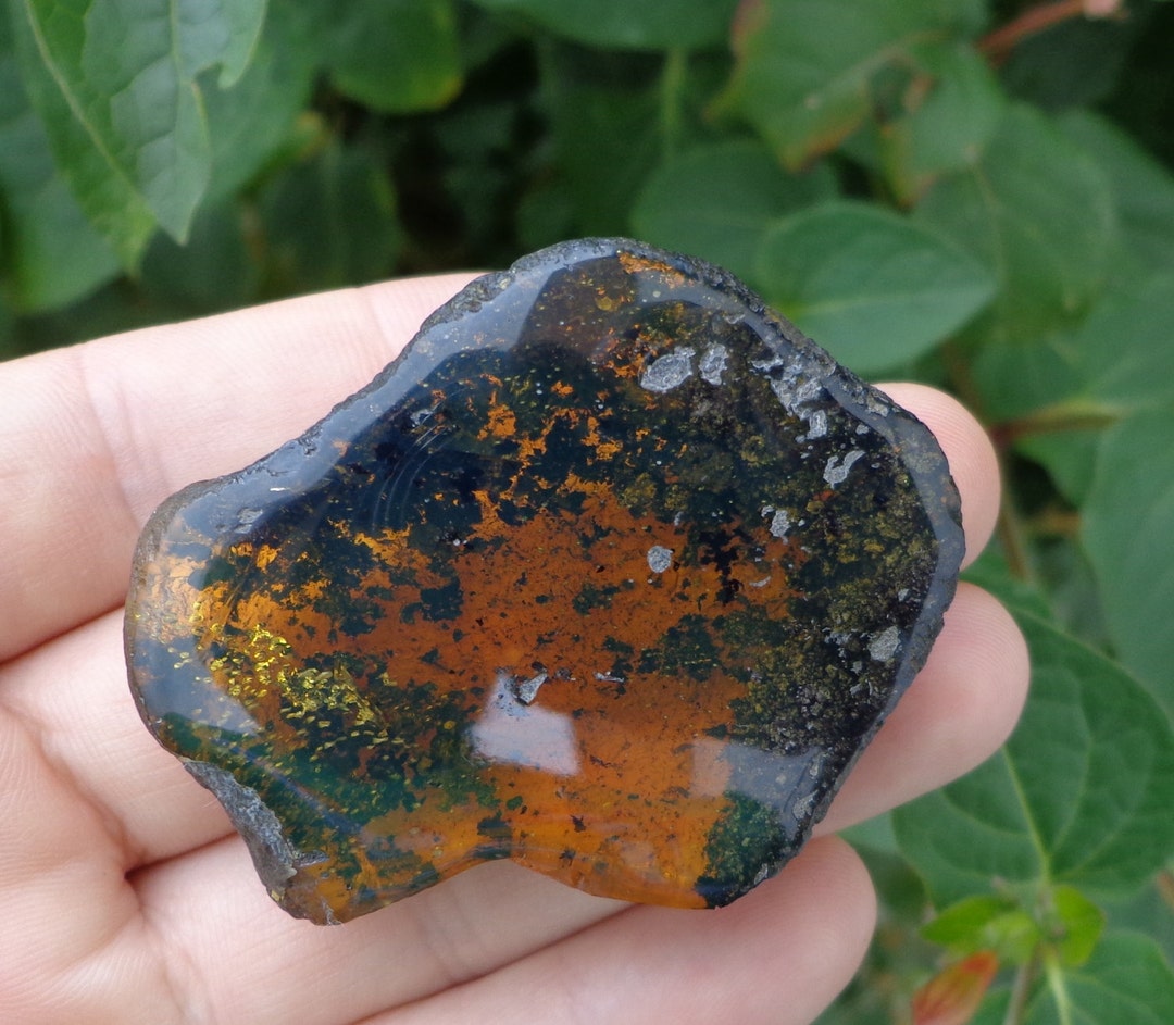Blue Green Mexican Amber Stone With Some Moss Inclusion Top - Etsy