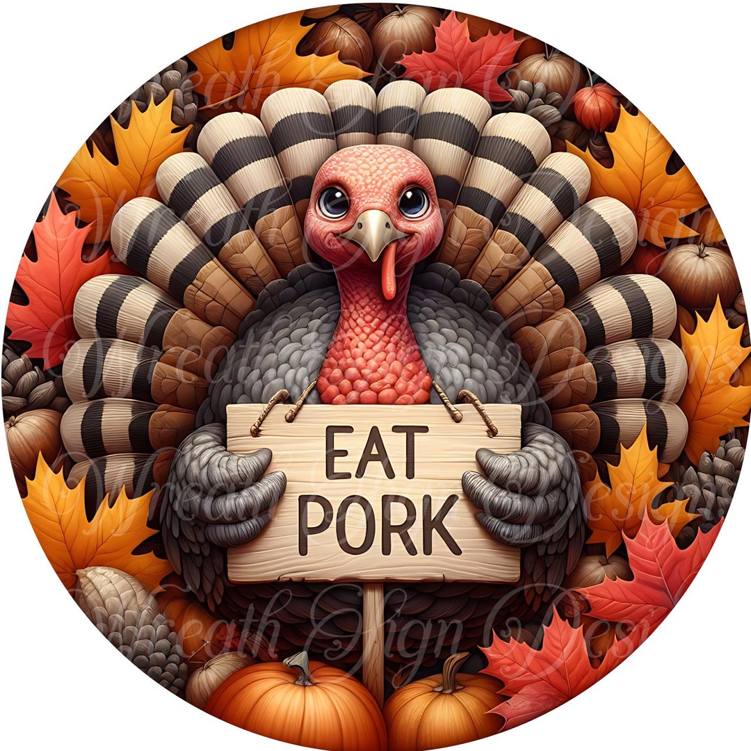 Round Metal Sign, Happy Thanksgiving Fall Turkey Wreath Sign - Etsy