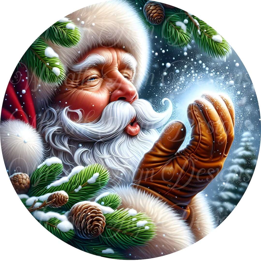 Santa Blowing Kisses in the Snow, Metal Christmas Wishes Sign, Winter ...
