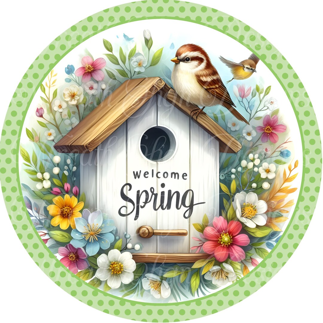Welcome Spring Robin Bird Sign: Metal Wreath Centerpiece - Etsy