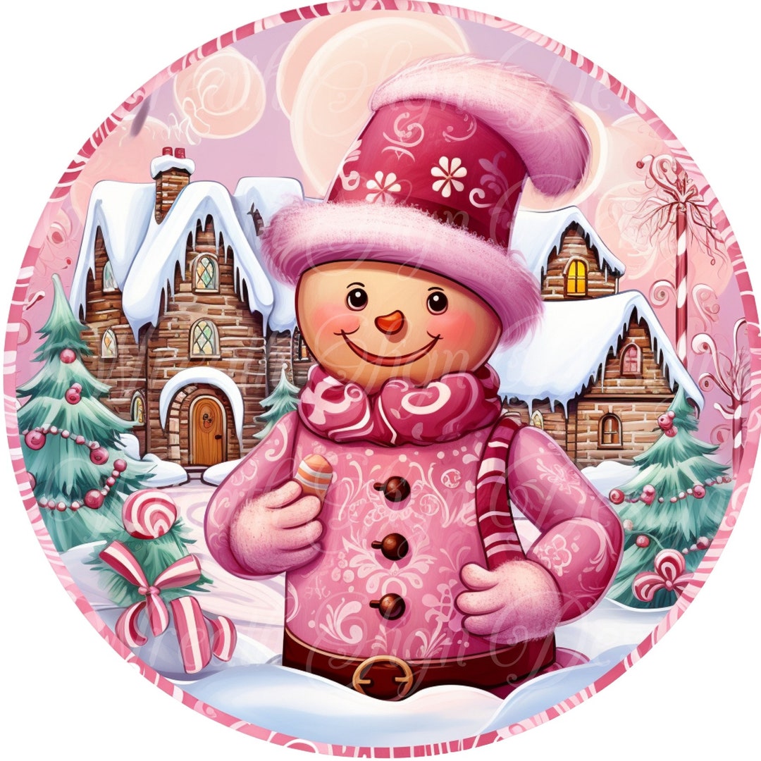 Pink Gingerbread Man in a Gingerbread Village Christmas Sign ...