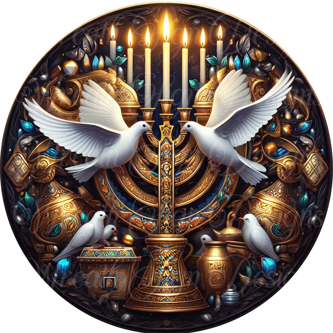 Hanukkah Menorah Metal Sign: Festival of Light Wreath Center - Etsy