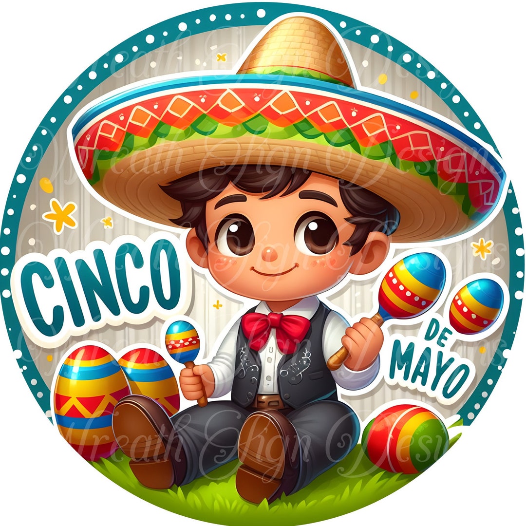 Cinco De Mayo Round Metal Wreath Sign, Round Sublimation Sign. Wreath ...