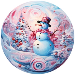 Pink Peppermint Swirls Christmas Snowman Sign Winter Sign, Pink ...