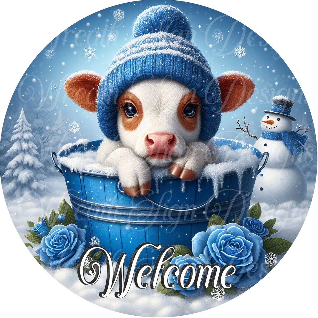 Highland Cow Christmas Wreath Sign: Winter Cow Metal Attachment - Etsy
