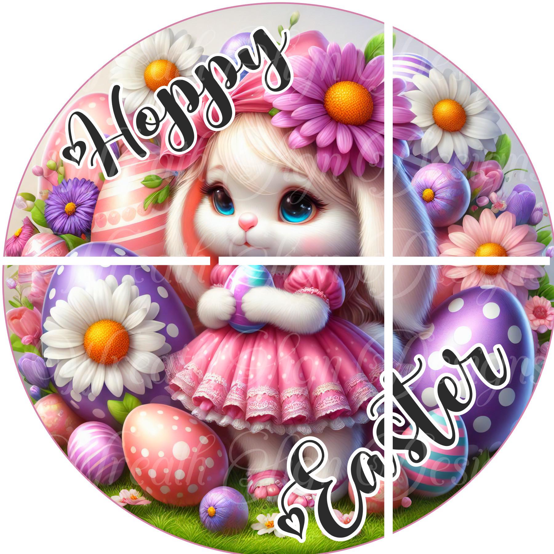 Happy Easter Metal Wreath Sign: Bunny Springtime Plaque - Etsy