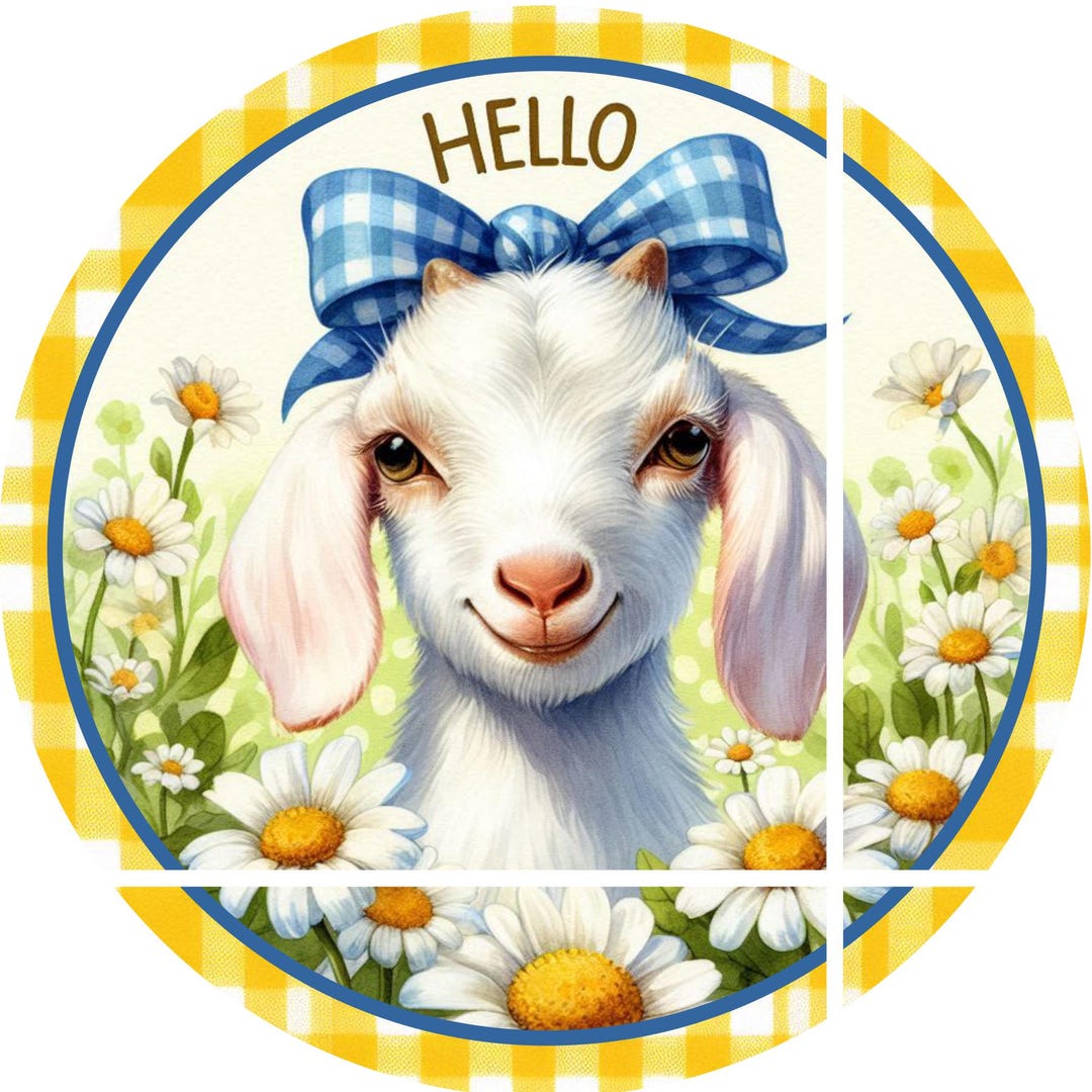Welcome Sign, Hello Goat, Daisys, Baby Goat, Summer Wreath Center ...
