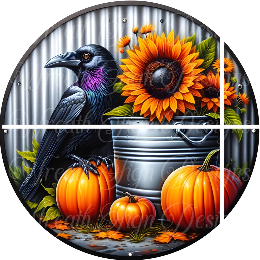 Fall Crow Metal Wreath Sign: Halloween Decor - Etsy