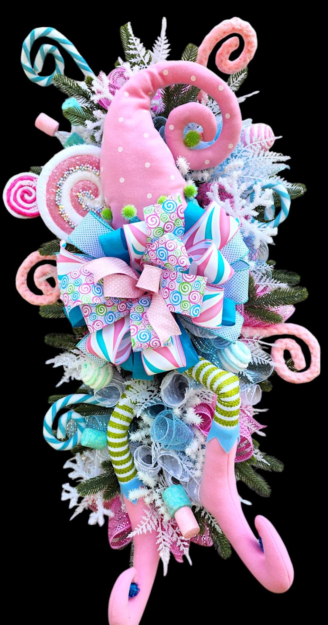 Christmas Elf Swag, Pink and Blue Elf Swag, Holiday Elf Decor for Your ...