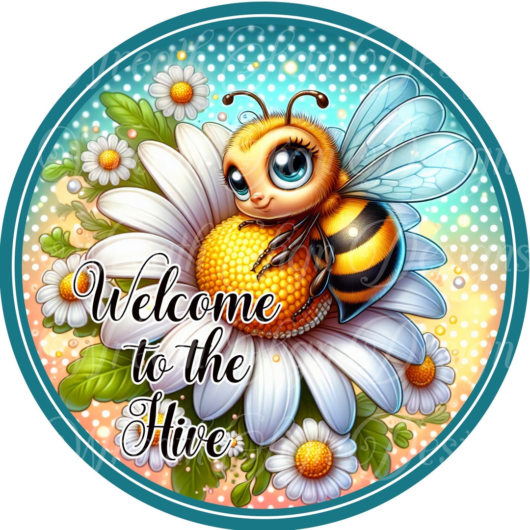 Bumble Bee Welcome Sign: Metal Wreath Centerpiece - Etsy