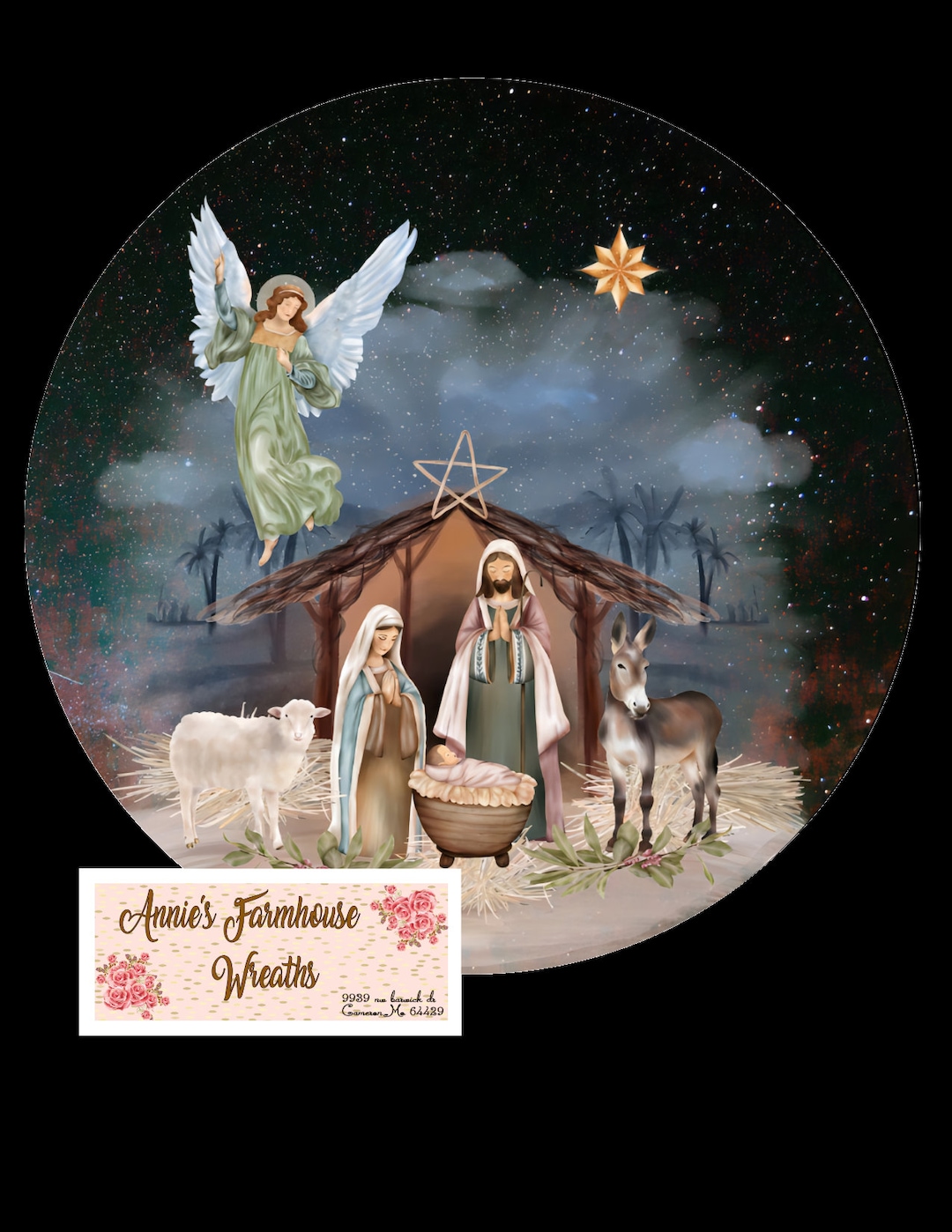 Baby Jesus Nativity Scene Round Metal Sign, Christmas Sign, Winter ...