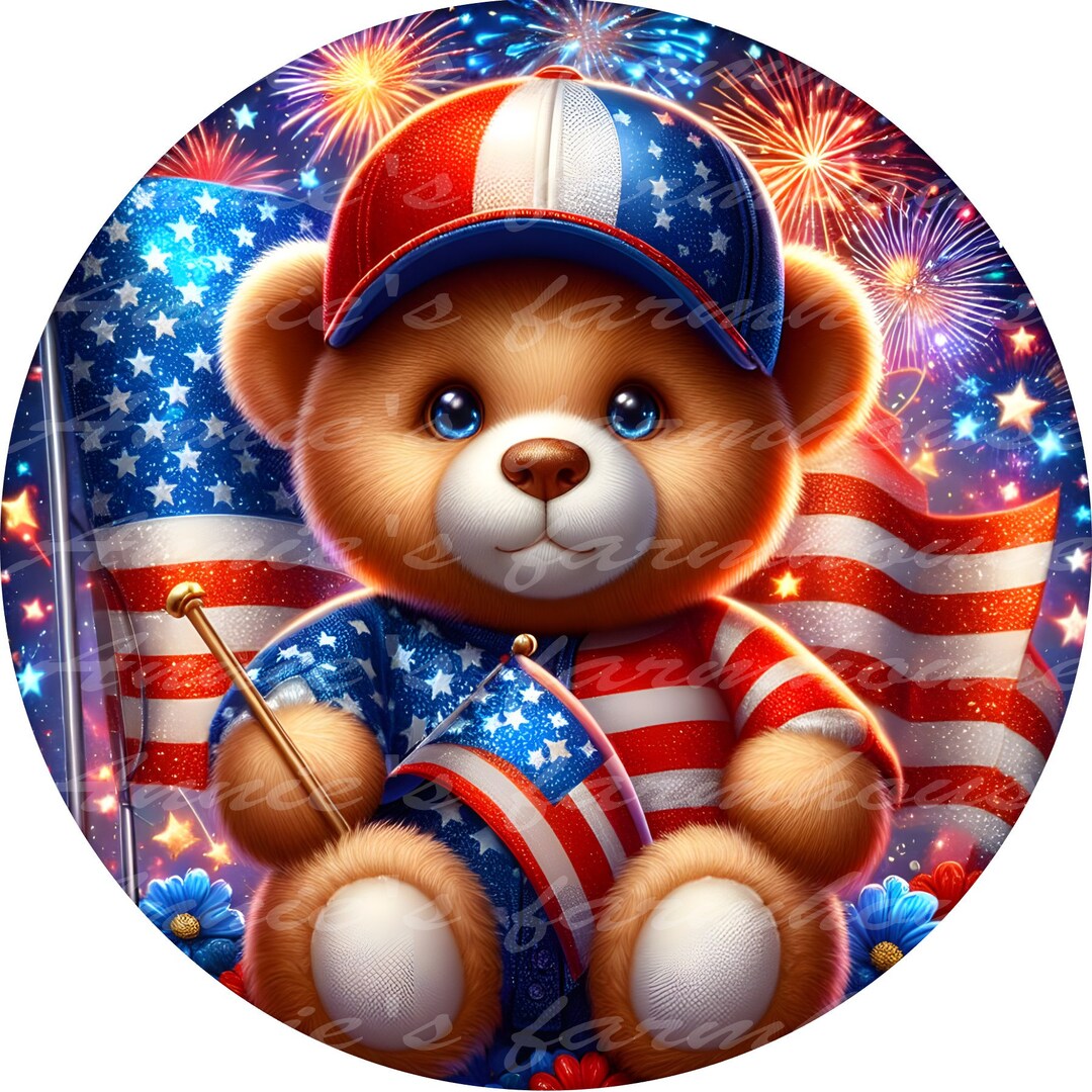 Freedom Teddy Bear , Patriotic, July 4, Independence Liberty Metal ...