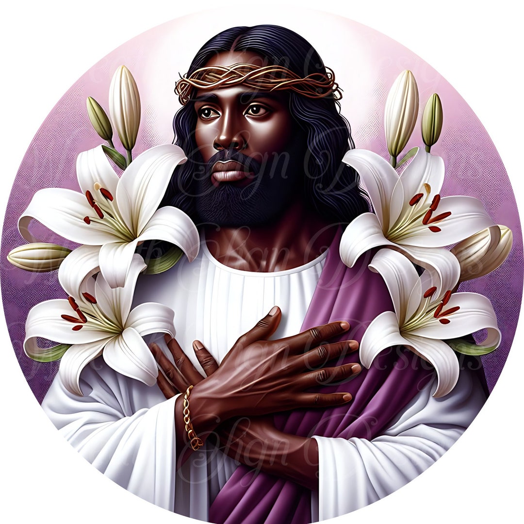 Black, African American, Melanin Jesus Metal Wreath Sign, Round Sign ...