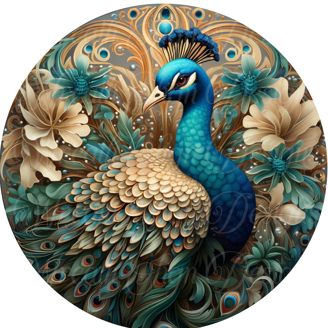 Round Metal Wreath Sign, Peacock Sign, Wreath Attachment, Wreath Center ...