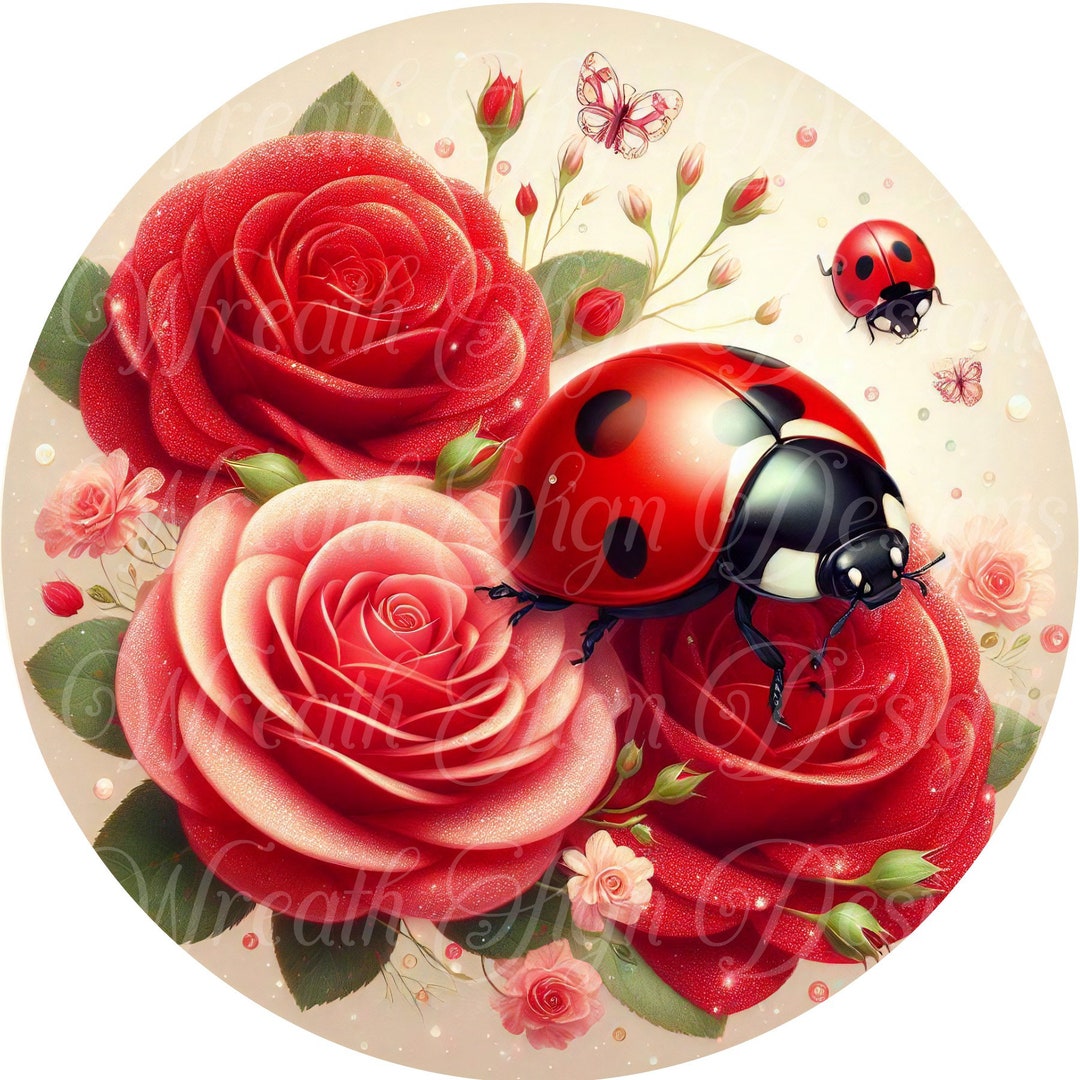 Ladybug Metal Wreath Sign, Summer Ladybug Door Decor, Door Sign ...