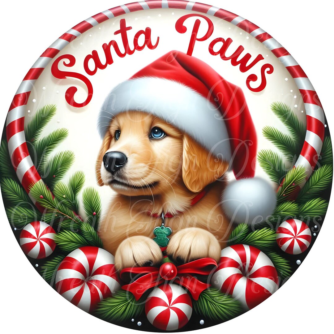 Santa Paws Dog Christmas Sign: Winter Wreath Attachment - Etsy