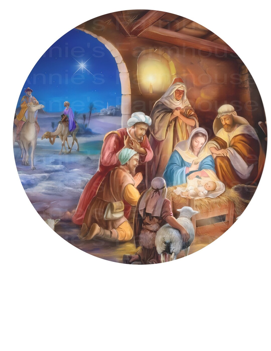 Baby Jesus Nativity Scene Round Metal Sign, Christmas Sign, Winter ...