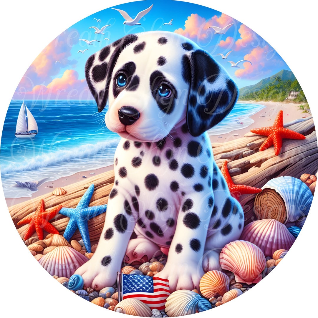 Patriotic Dalmatian Puppy Metal Wreath Sign: Beach Americana Decor - Etsy