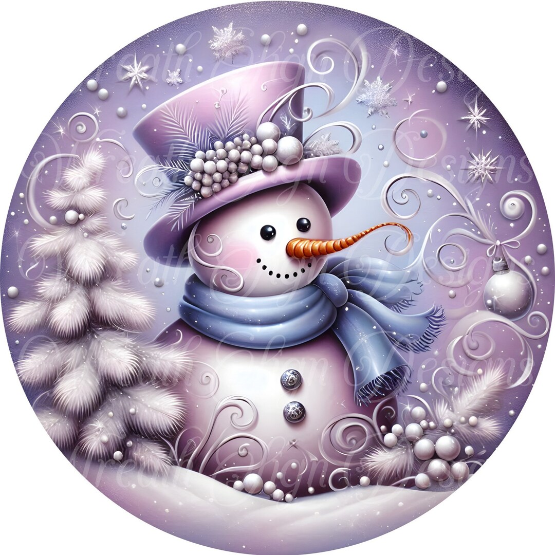 Purple Christmas Snowman Sign: Winter Wreath Center - Etsy