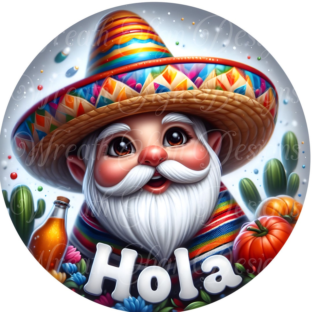 Cinco De Mayo Gnome, Cinco De Mayo Round Metal Wreath Sign, Round ...