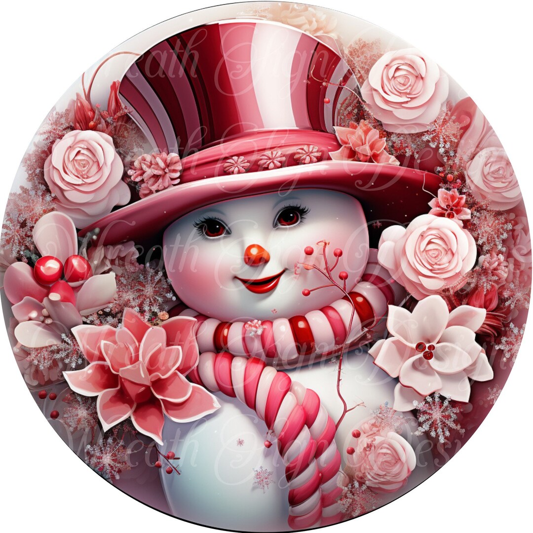 Christmas Snowman Sign Winter Sign Shades of Pink Christmas - Etsy