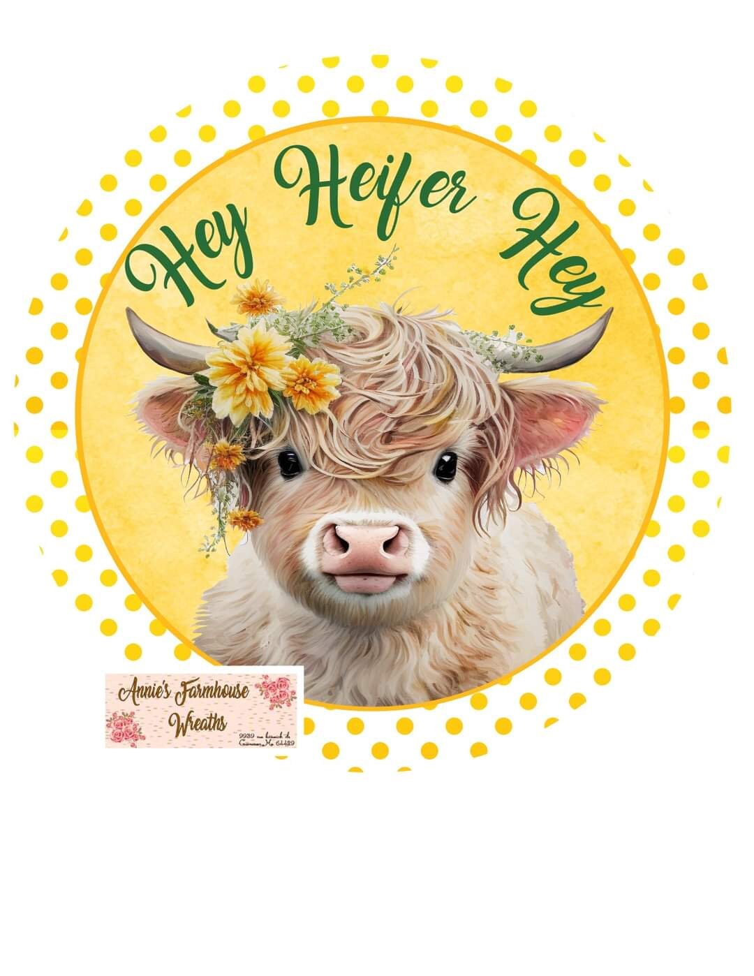 Hey Heifer Hey Cow Sign, Highland Cow Welcome Sign, Metal Wreath Sign ...