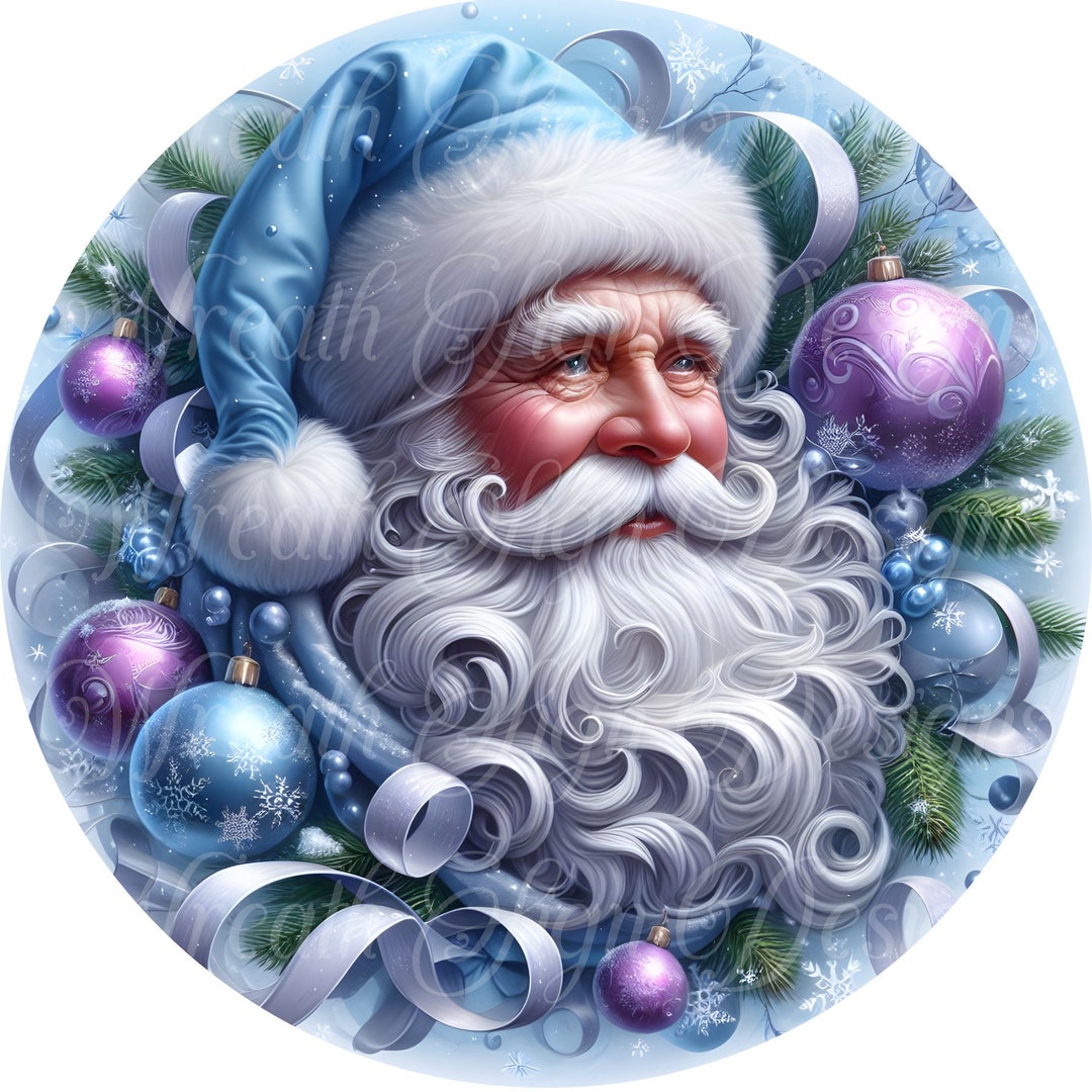 Lavender and Blue Santa Clause Wreath Sign. Kris Kringle, Santa, Saint ...
