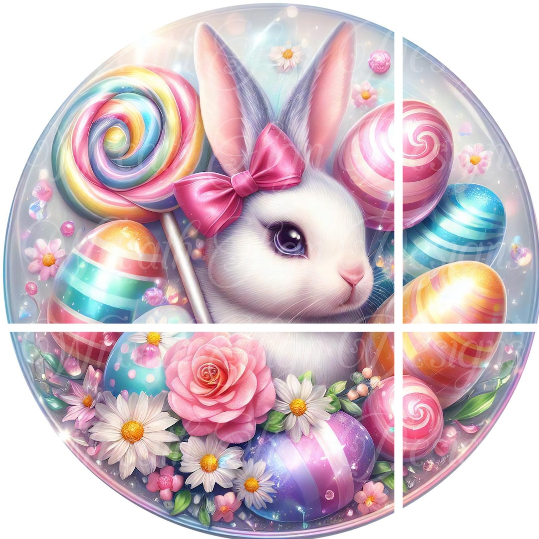 Rainbow Easter Rabbit, Easter Bunny, Spring, Easter Eggs and Flowers ...