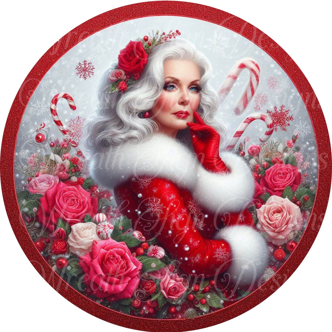 Merry Christmas, Mrs. Claus, Santa, Holiday Sign Round Metal Wreath ...