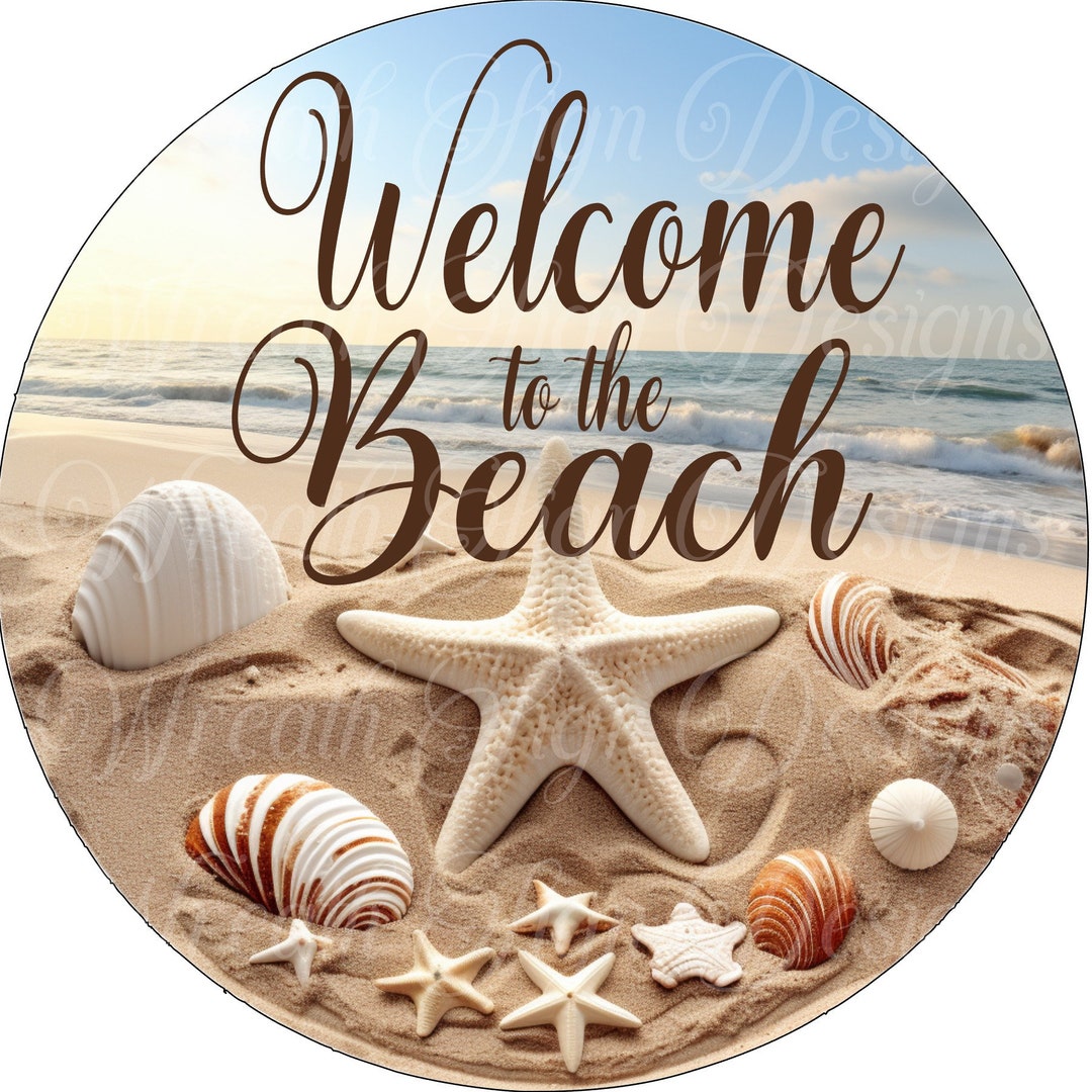 Coastal Beach Metal Sign: Seashell Welcome Decor - Etsy