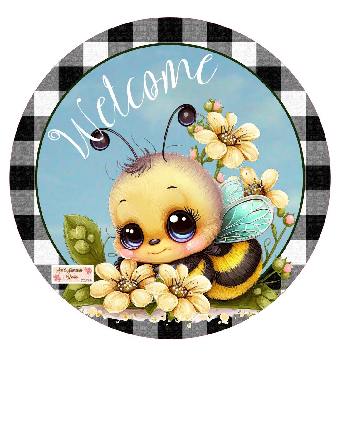 Welcome Door Sign, Bumble Bee, Bee Sign, Welcome Honey Metal Wreath ...