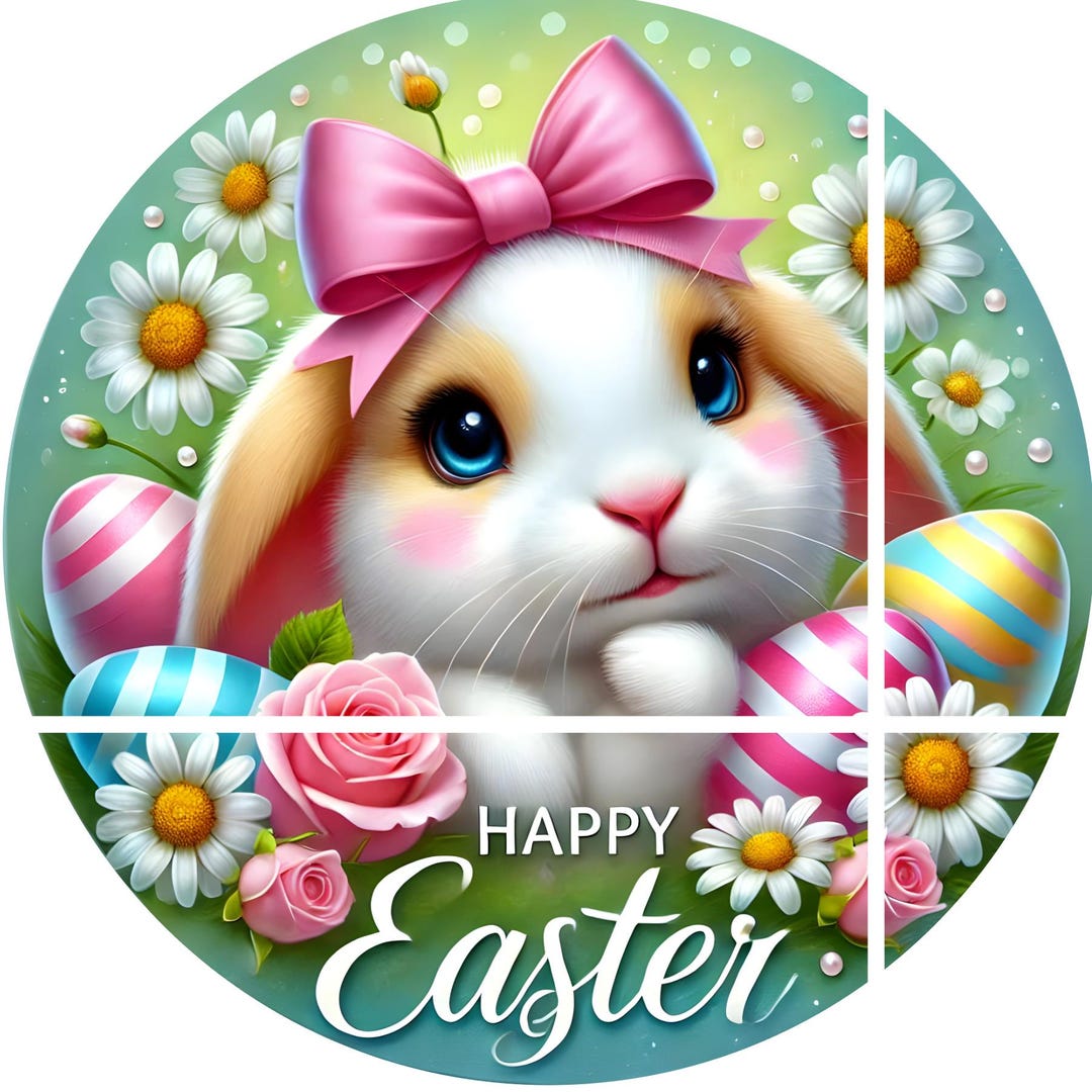 Easter Rabbit, Easter Bunny, Spring, Easter Eggs , Round Metal Sublimated Wreath Sign - Etsy