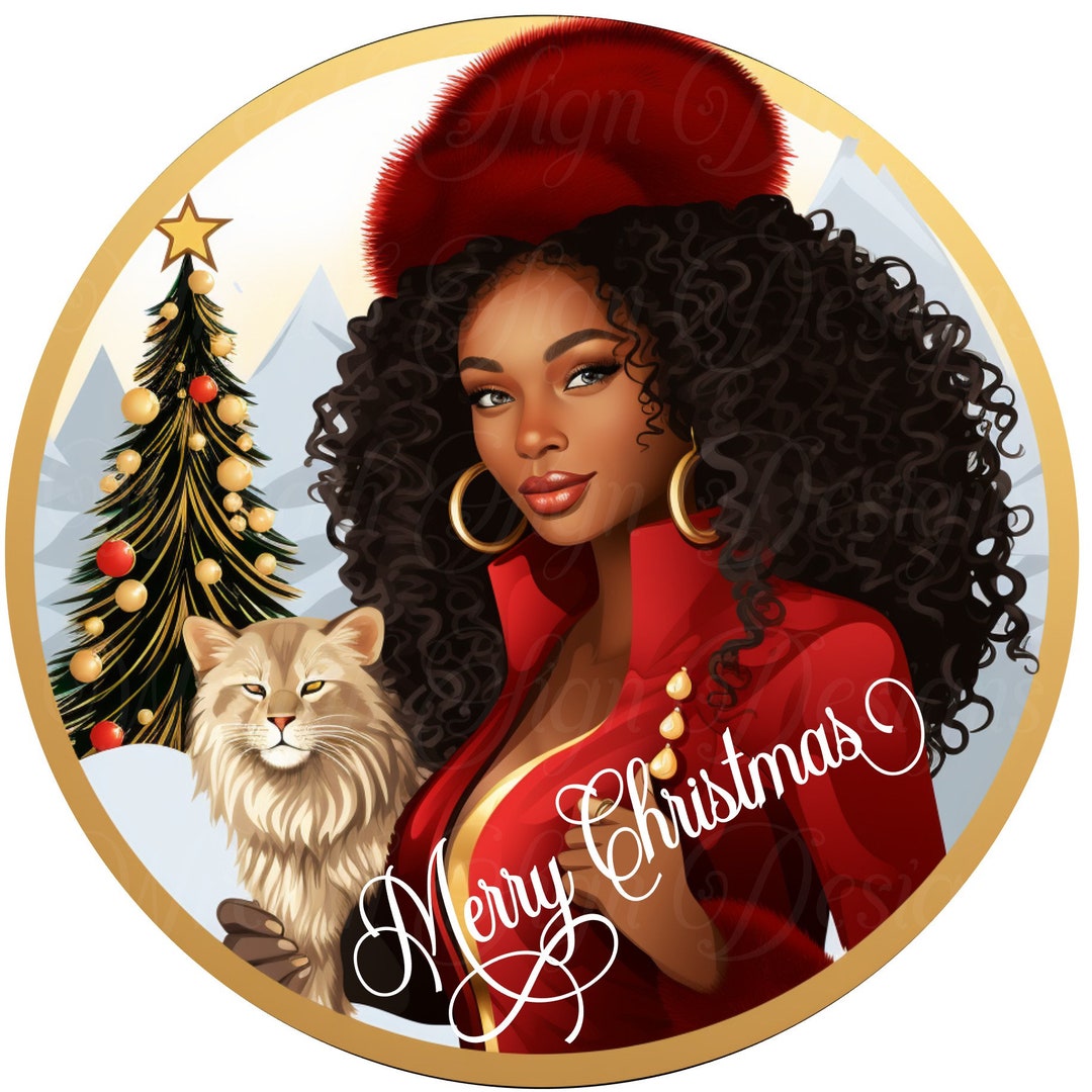 Diva Christmas, Diva Queen Round Metal Wreath Sign, Melanin. African ...