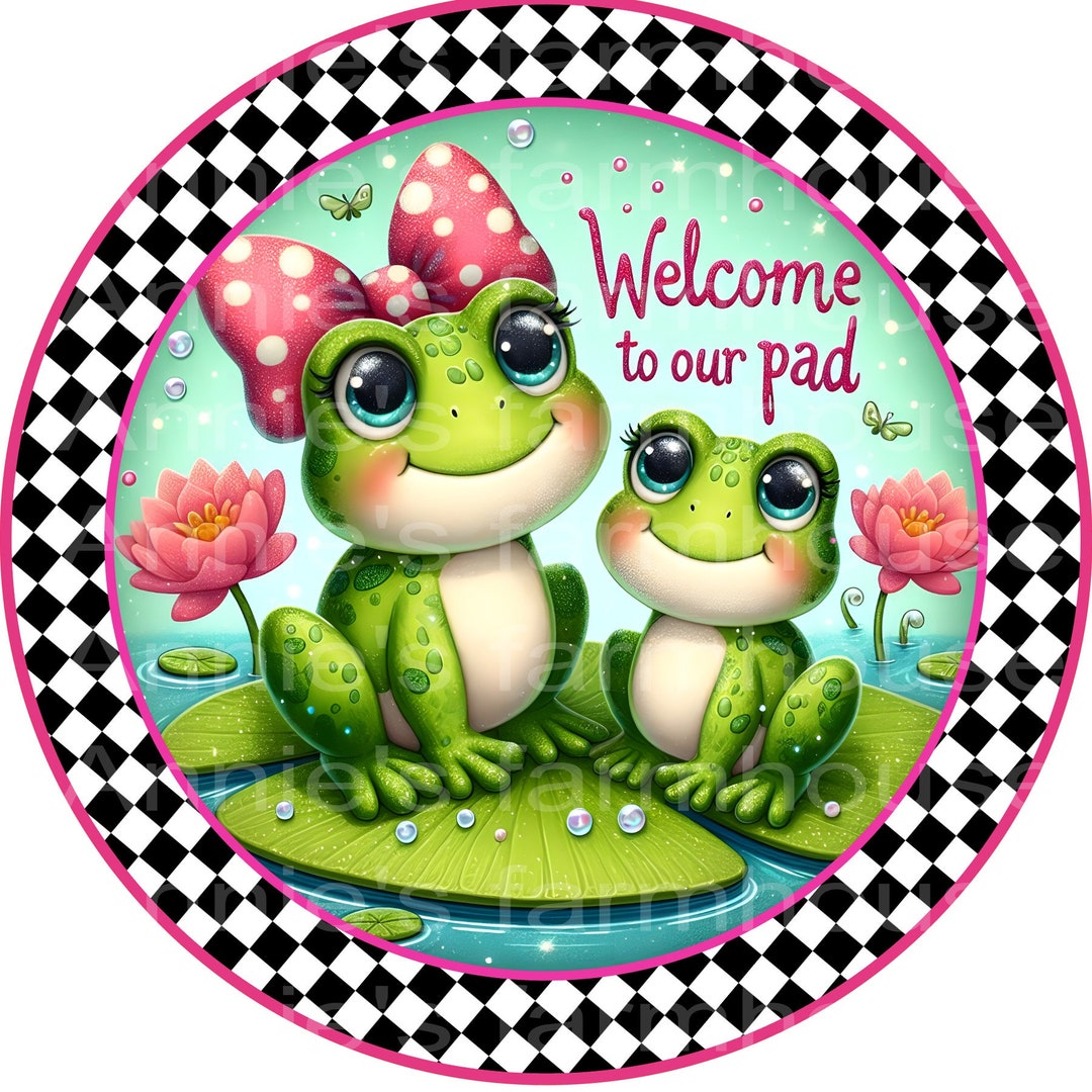 Frog Sign, Welcome to Our Pad Summer Sign, Green Frogs Welcome to Our ...