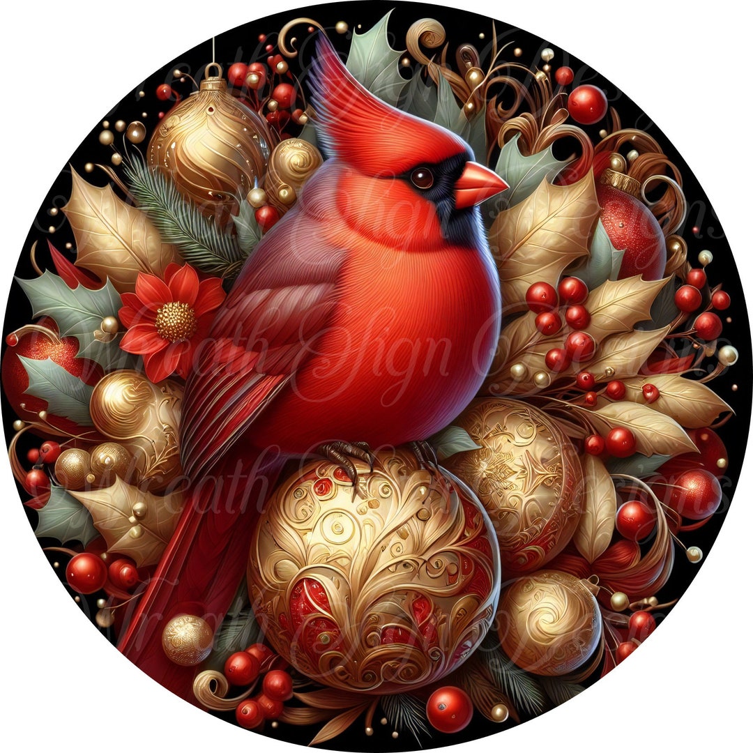 Christmas Cardinal Metal Sign: Holiday Wreath Centerpiece - Etsy