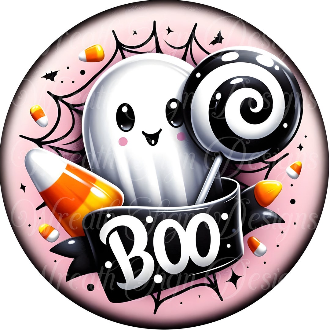 Boo Ghost Sign, Candy Corn Halloween Sign, Fall, Spooky Metal Wreath ...